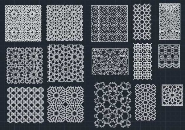 Vector dxf dwg file of Islamic geometric patterns Deigns Ready to for CNC